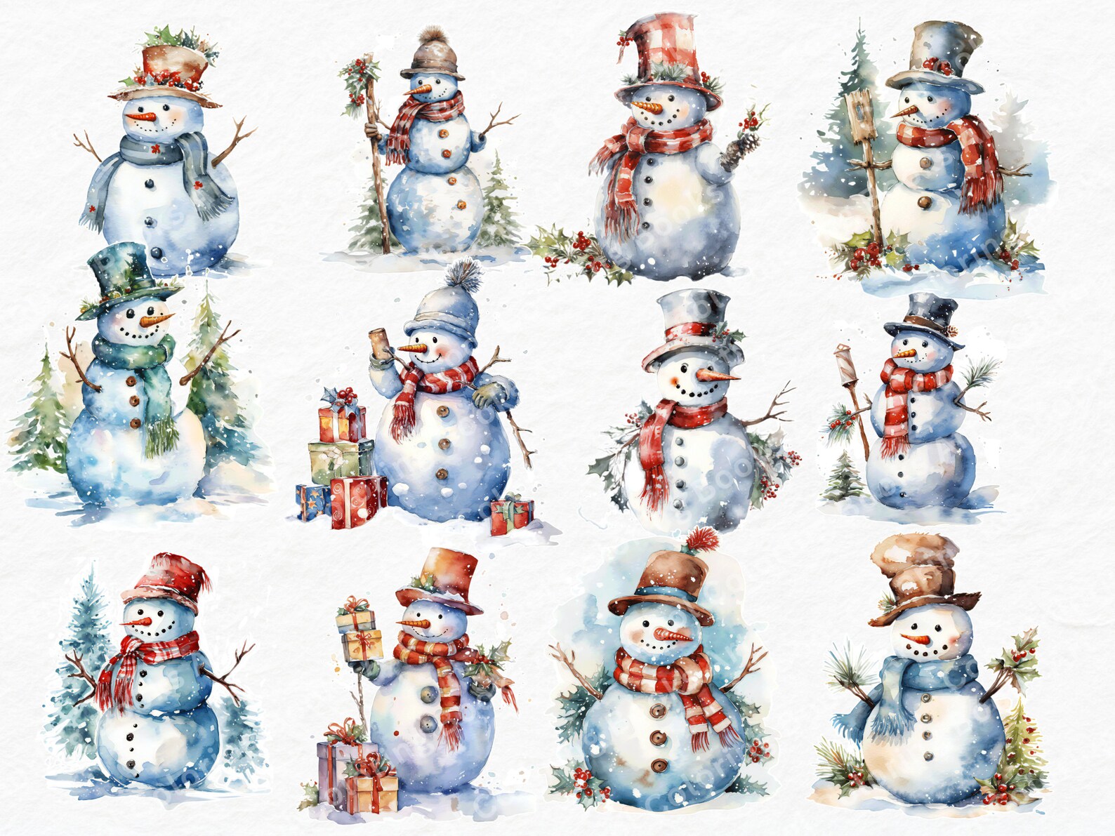 20 Snowman Clipart, Snowman Clip Art,christmas Clipart, Digital ...