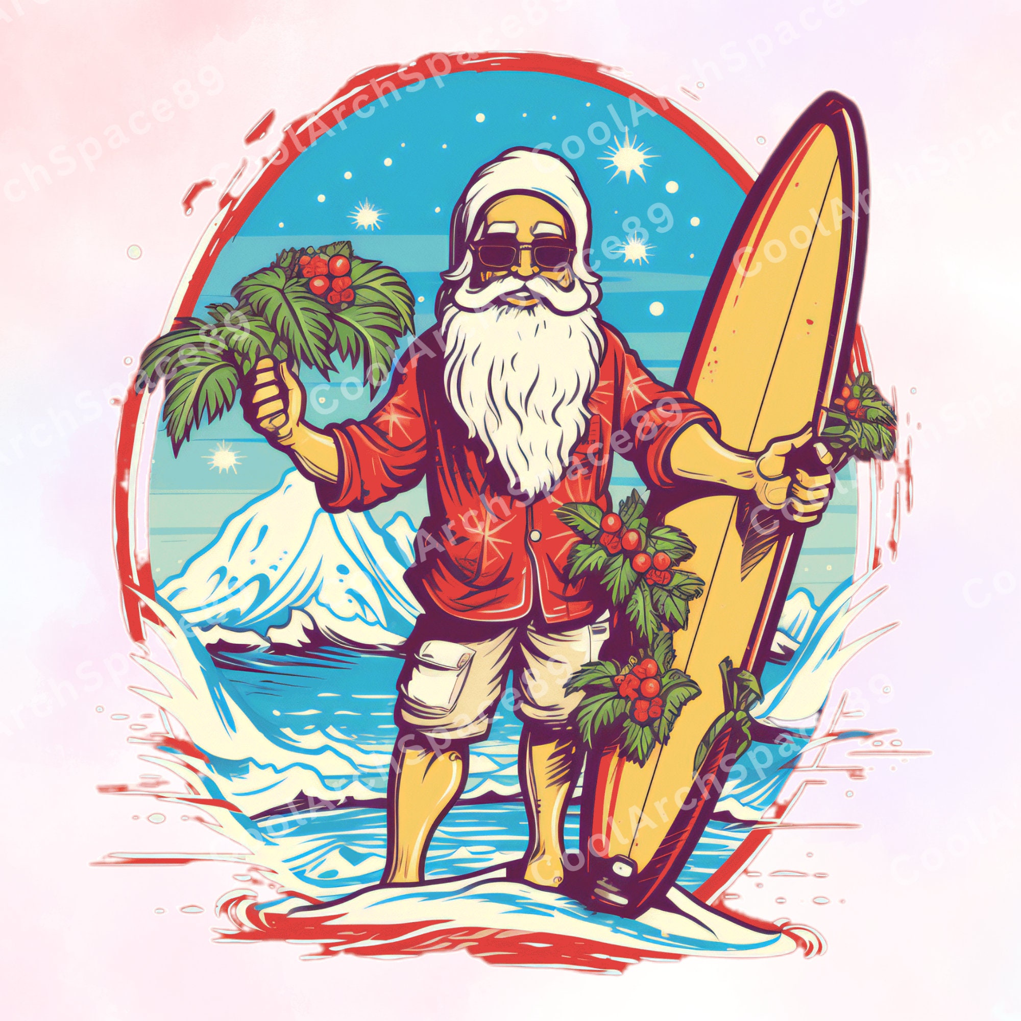 10 Santa on the Beach Clipart. Digital Art & Sublimation. Christmas in ...