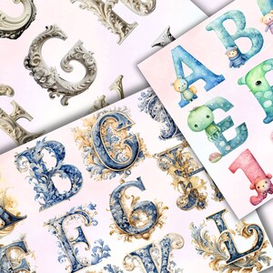 Victorian Watercolor Alphabet: Rococo Letter PNG Clipart (digital ...