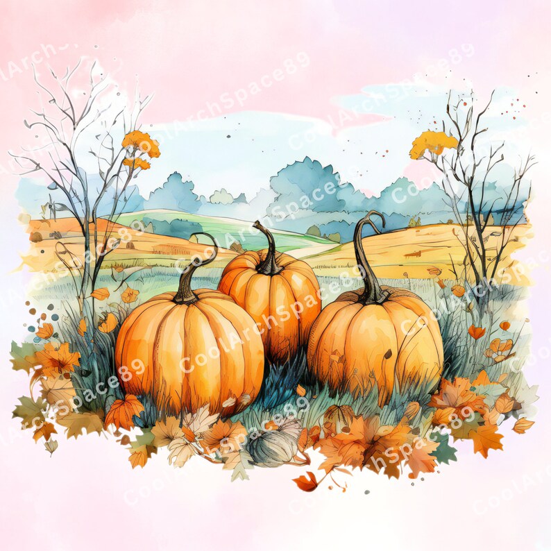12 Autumn Pumpkin Clipart Farmhouse Pumkin Clipart Garden - Etsy