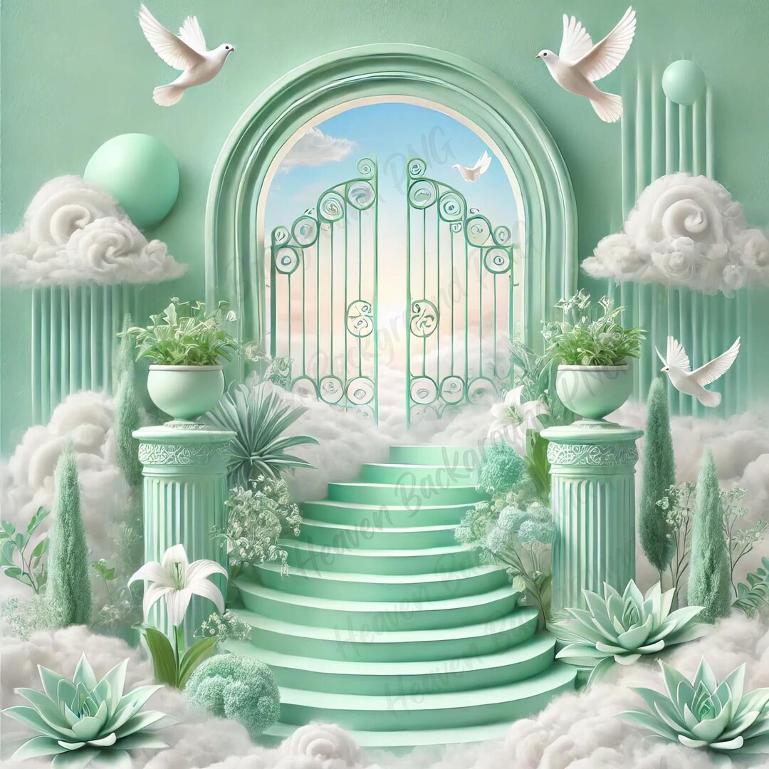Green Heavens Stairs Memorial Background Heaven Backdrop Memorial ...