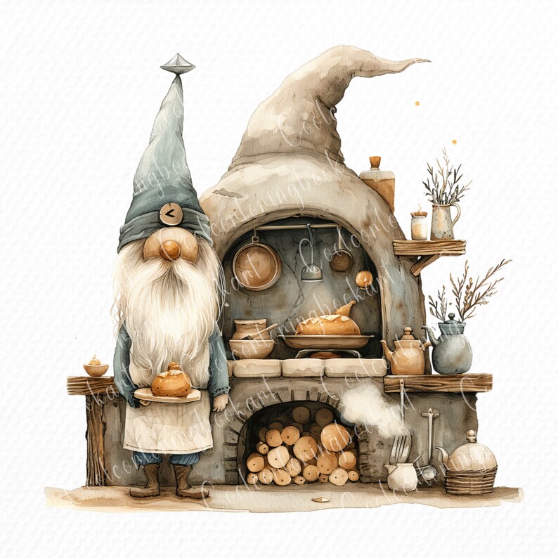 25 PNG Watercolor Baker Gnomes, Baking Gnomes Png, Chef Gnome, Cute ...