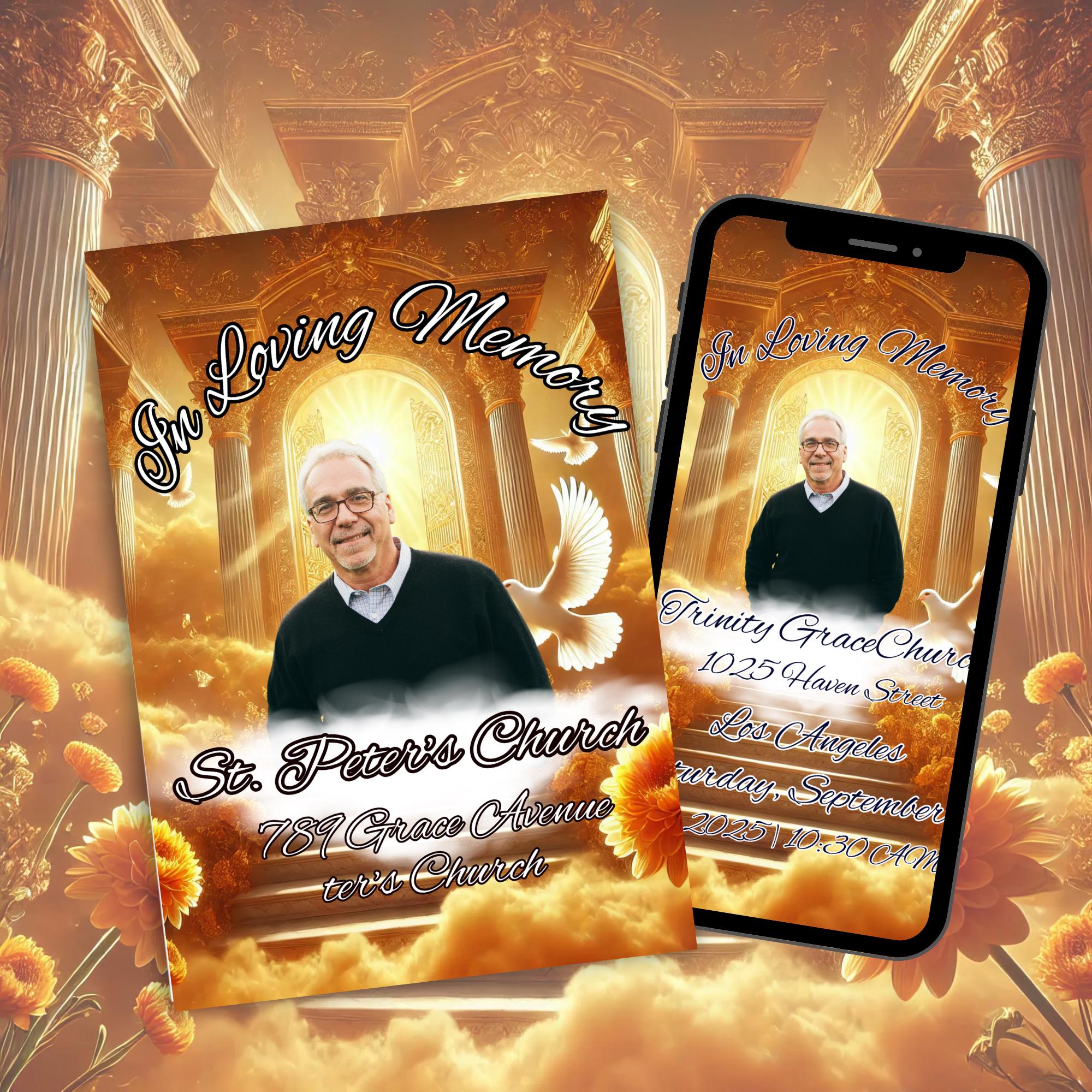 Stairway to Heaven Memorial Background: Golden Stairs Digital Download ...