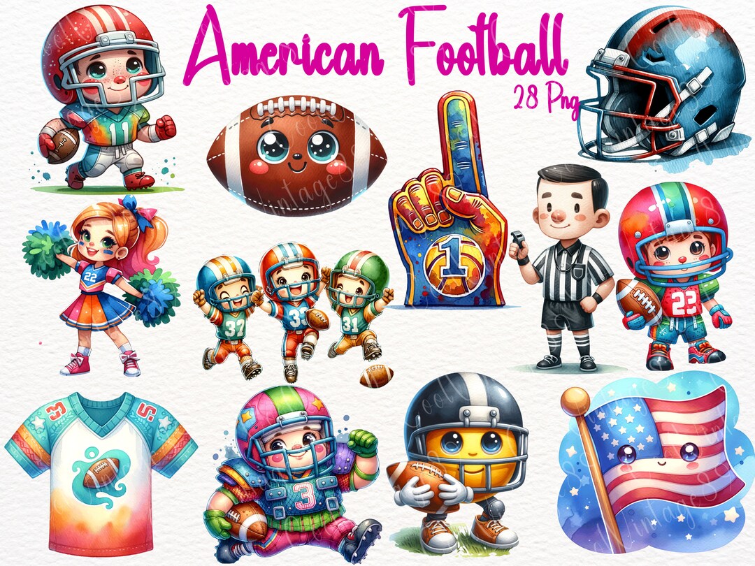 28 PNG Cute Watercolor American Football Clipart Set, Cute Sports ...