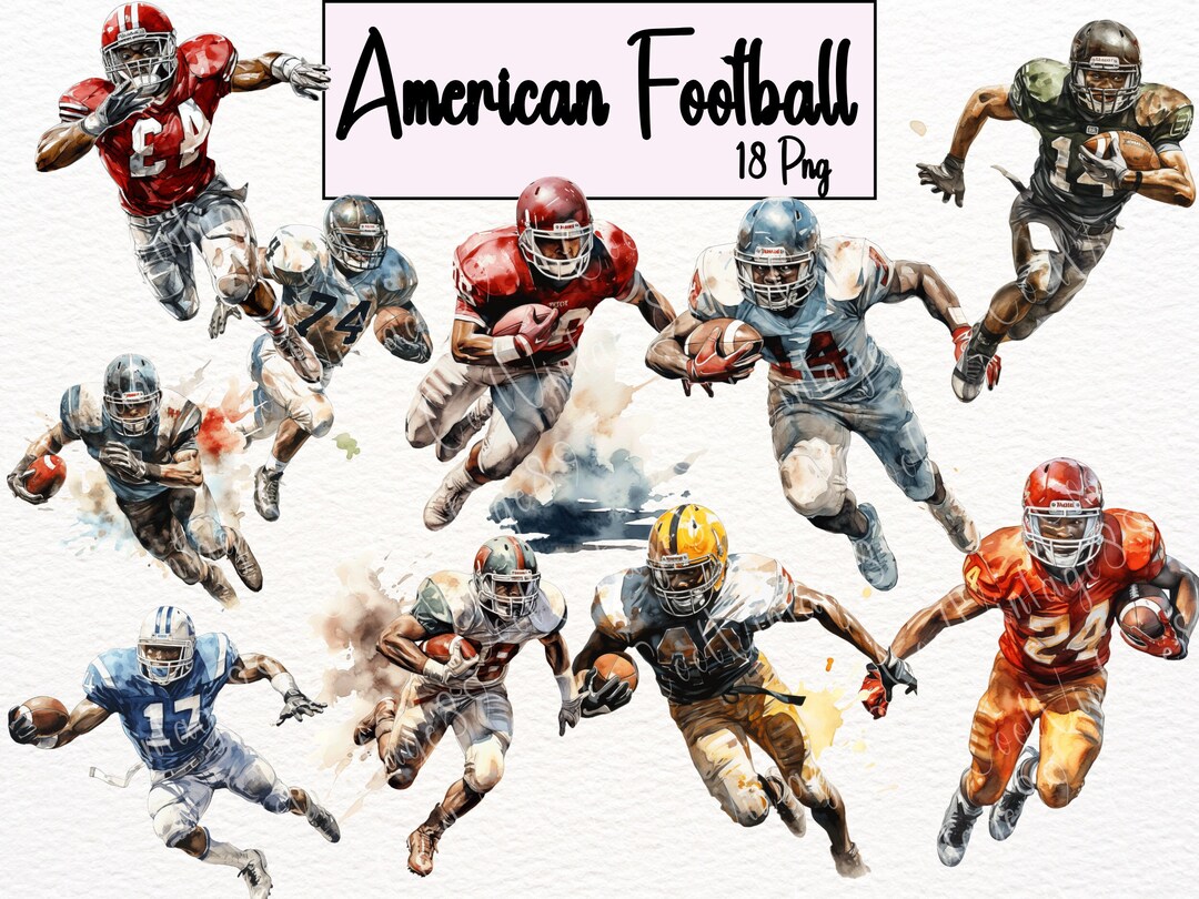 18 American Football PNG Clipart Bundle, Watercolor American Football ...