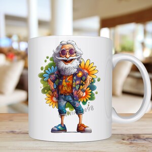 38 Hippie Grandpa Clipart PNG Bundle , Funny Grandfather Watercolor Art Clipart, Elderly PNG ...