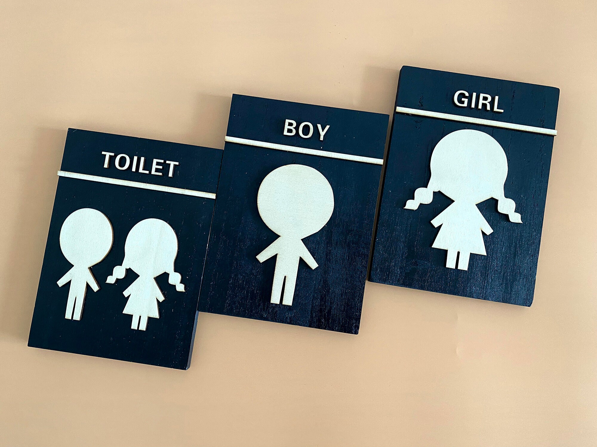Wooden Toilet Sign Vintage Restroom Sign Figurines WC Design - Etsy UK