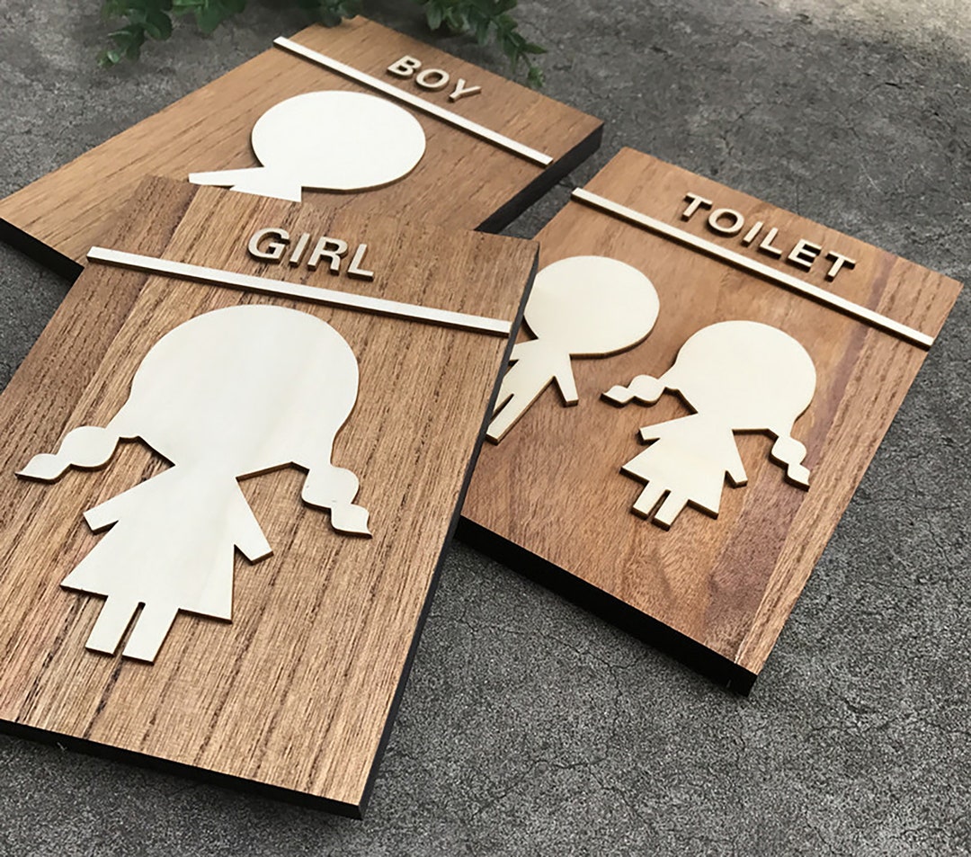 Wooden Toilet Sign Vintage Restroom Sign Figurines WC Design - Etsy UK