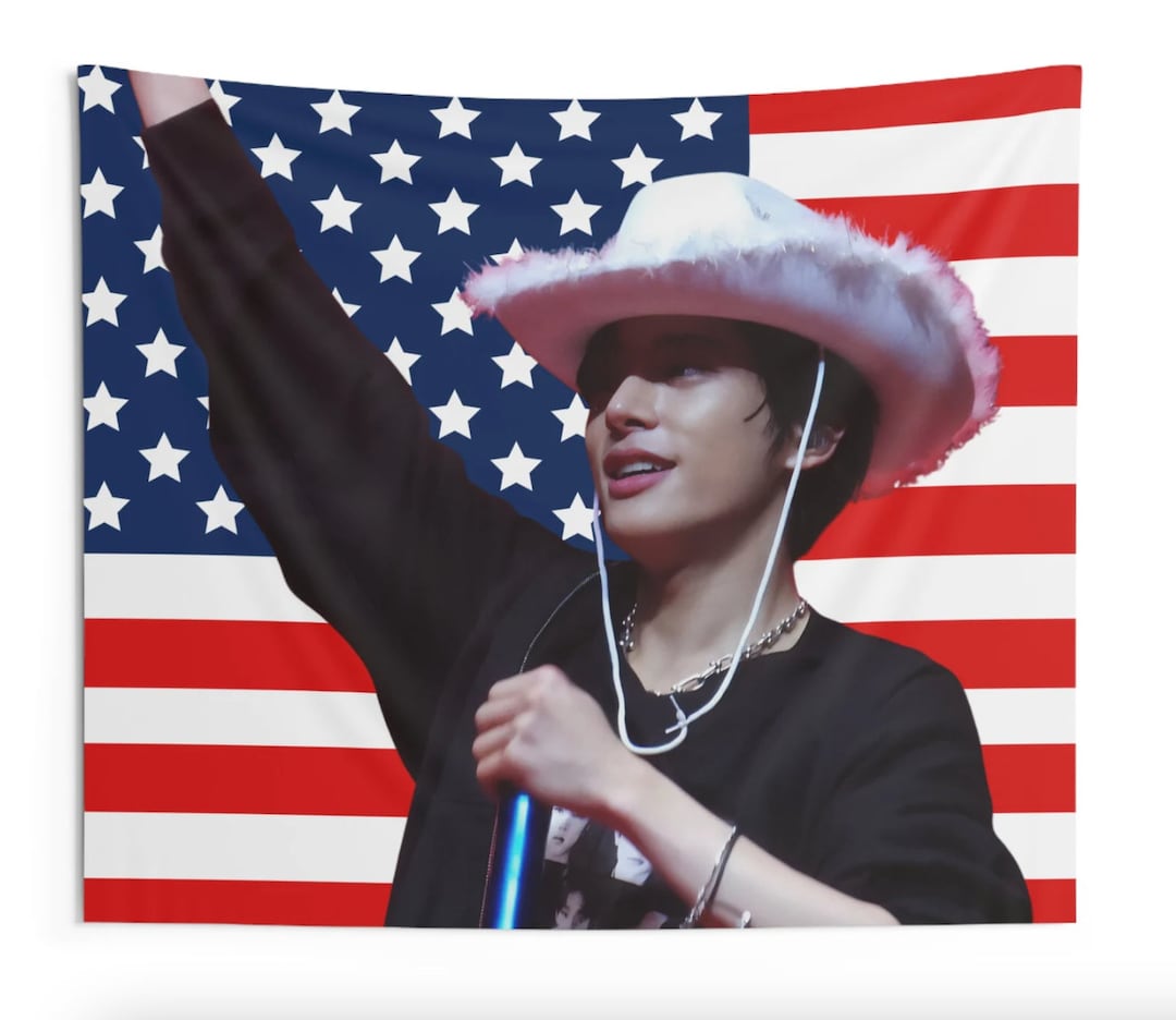 Enhypen Jake Cowboy Photo Flag Banner, Jake American Tapestry, Enhypen ...