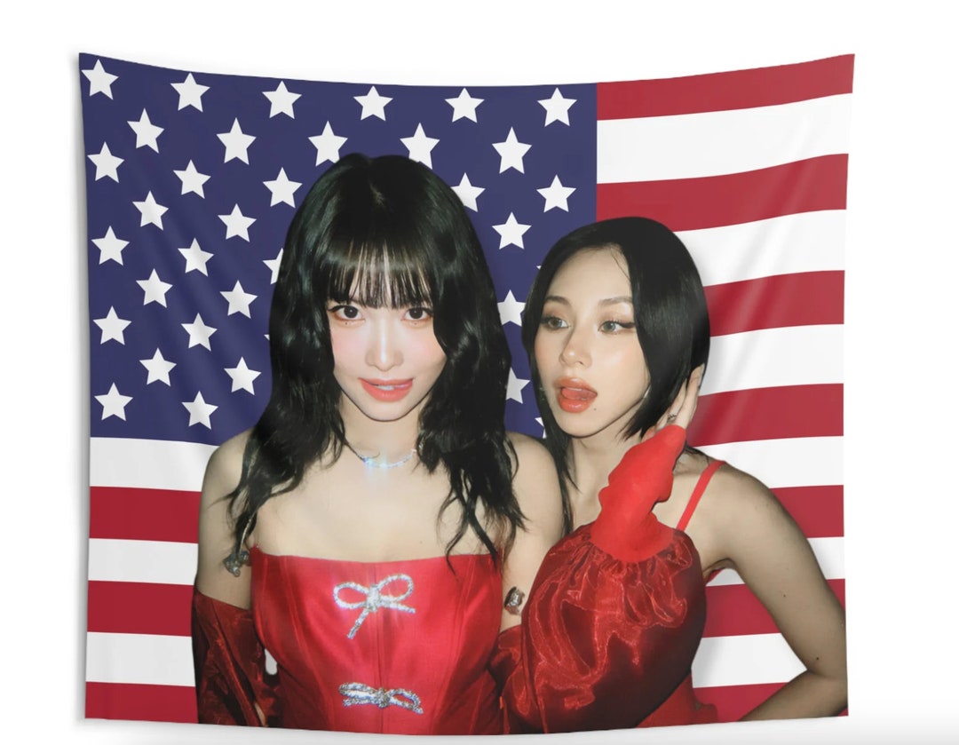TWICE Momo Chaeyoung America Flag Banner, TWICE Momo Chaeyoung Kpop ...