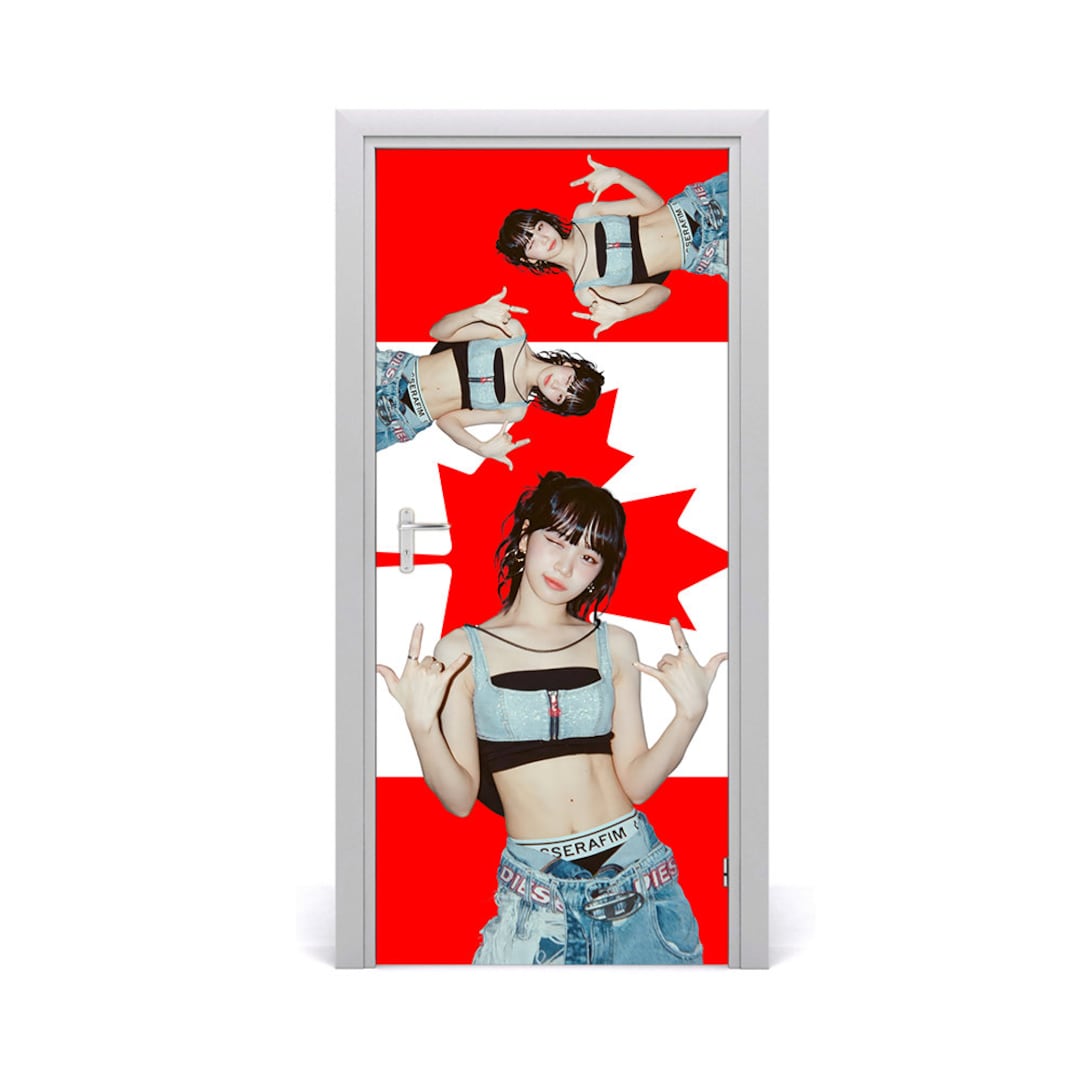 Chaewon Smart Le Sserafim Canada Flag Door Cover, Lesserafim Easy Kpop ...