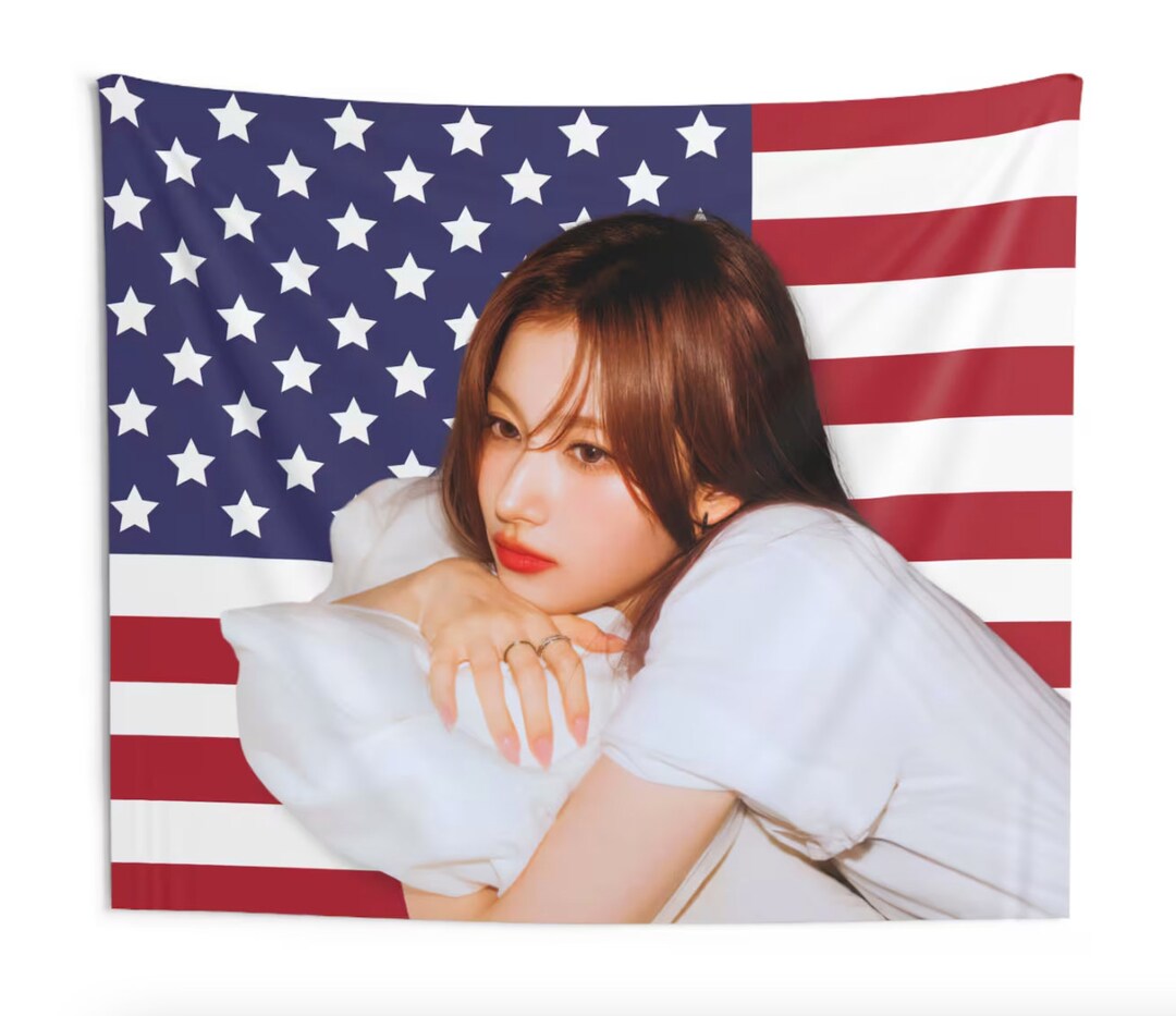 TWICE Jihyo America Flag Banner, Twice Jihyo Kpop Flag Tapestry, Twice ...