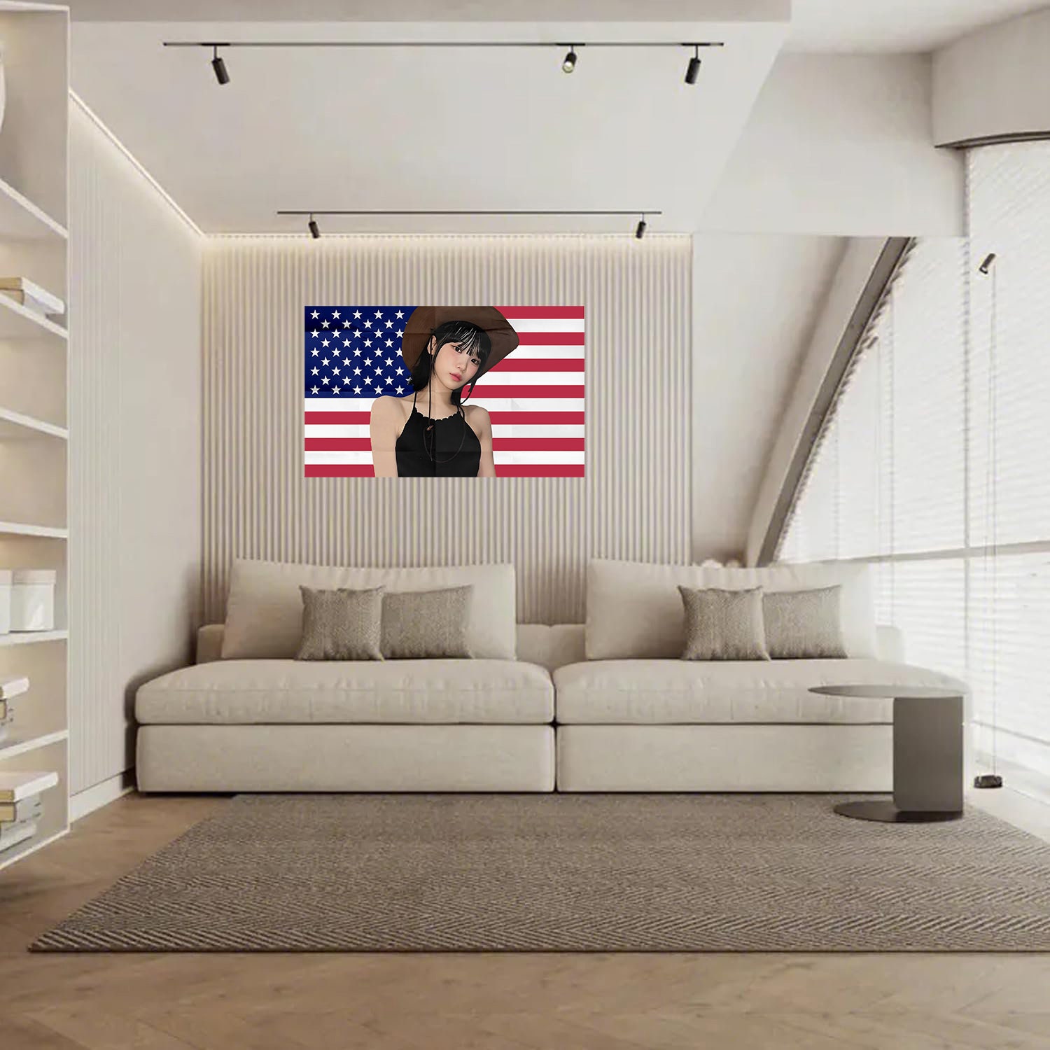 Le Sserafim Chae Won American Flag Tapestry Outdoor Indoor, Poster American Flag Tapestry for ...