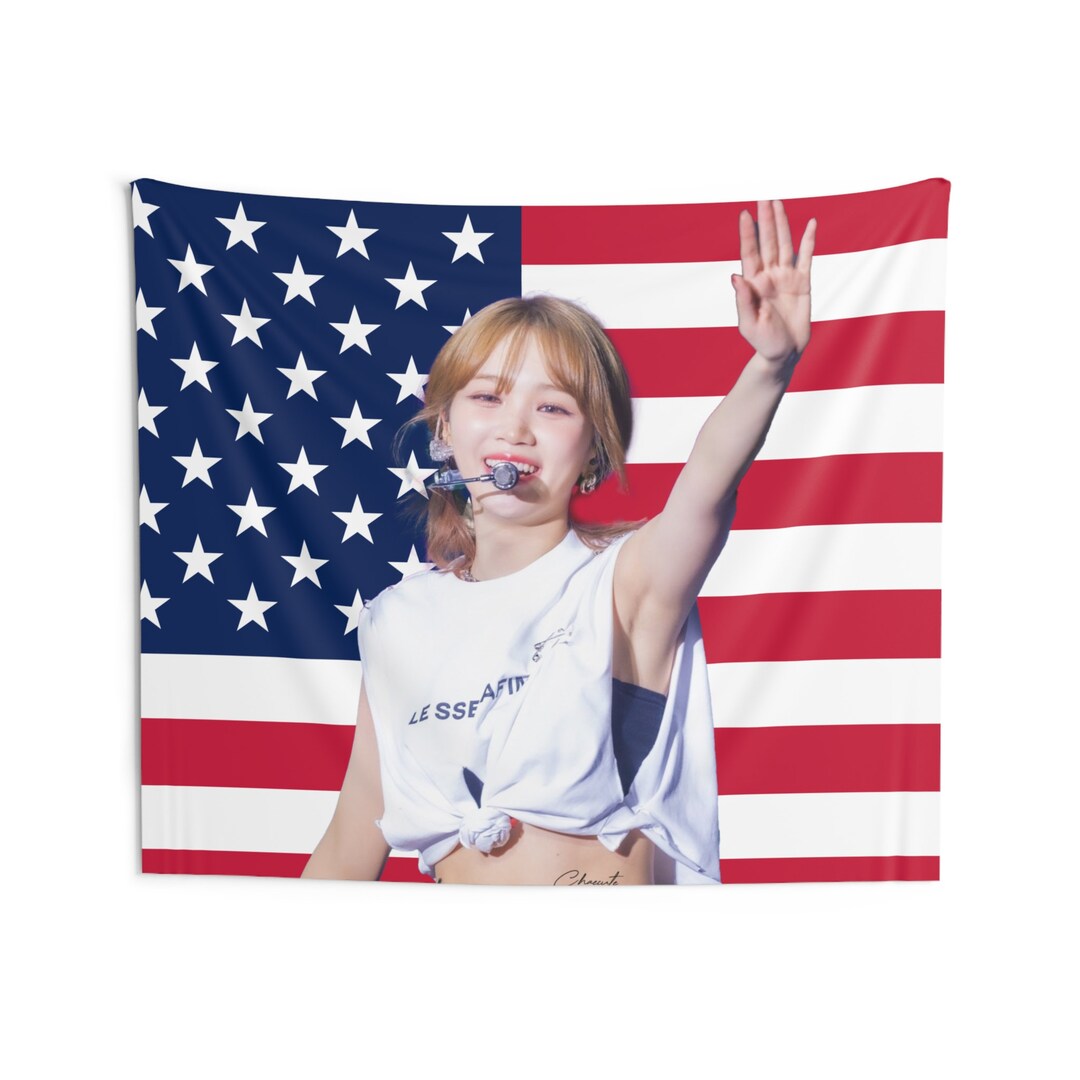LE SSERAFIM Chaewon America Flag Banner, Le Sserafim Chaewon Cup Cute ...