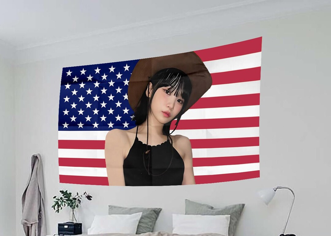 Le Sserafim Chae Won American Flag Tapestry Outdoor Indoor, Poster American Flag Tapestry for ...