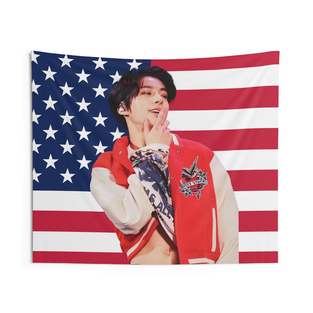 ENHYPEN Jake America Flag Banner, ENHYPEN Jake Kpop Flag Tapestry ...