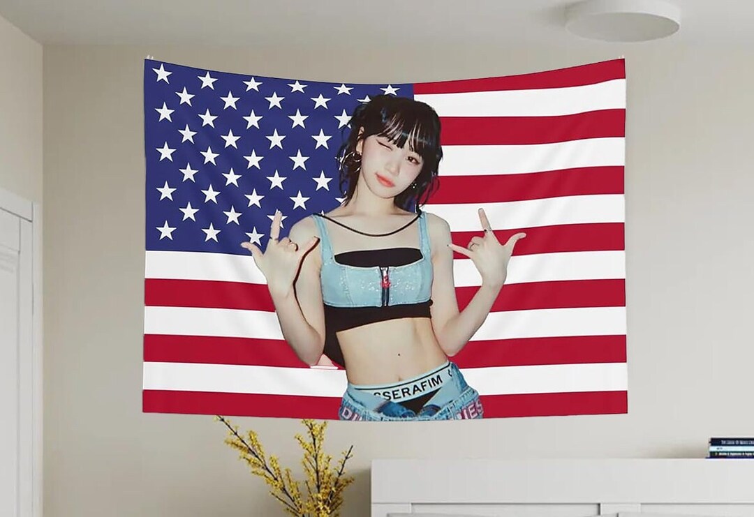 Le Sserafim Chae Won American Flag Tapestry Outdoor Indoor, Poster American Flag Tapestry for ...