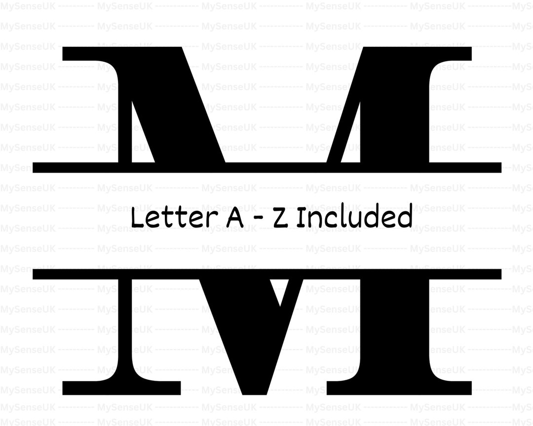 Simple Modern Monogram Font A-z Svg Png Split Monogram Frame - Etsy