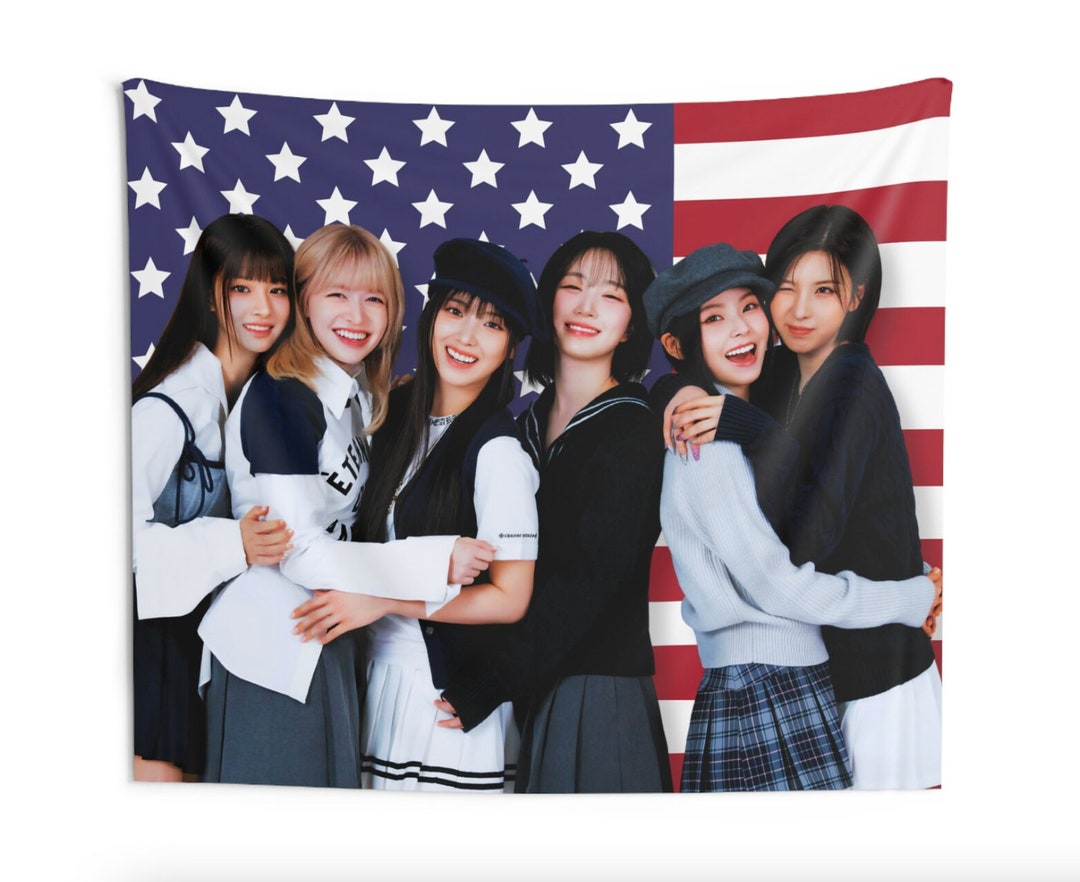 NMIXX Group Photo America Flag Banner, Dash Nmixx Kpop Flag, NMIXX ...