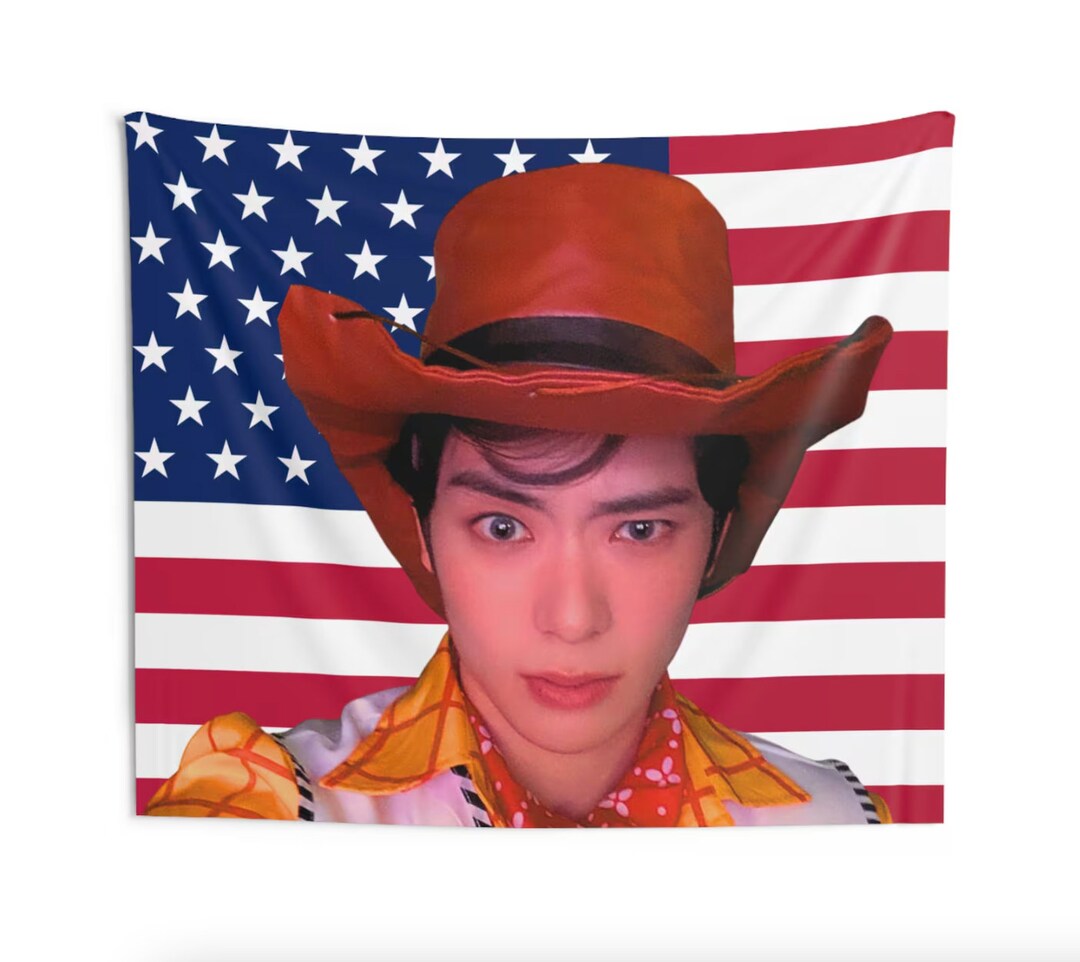 NCT Jaehyun America Flag Tapestry, Kpop Funny Room Merch, Gift for ...