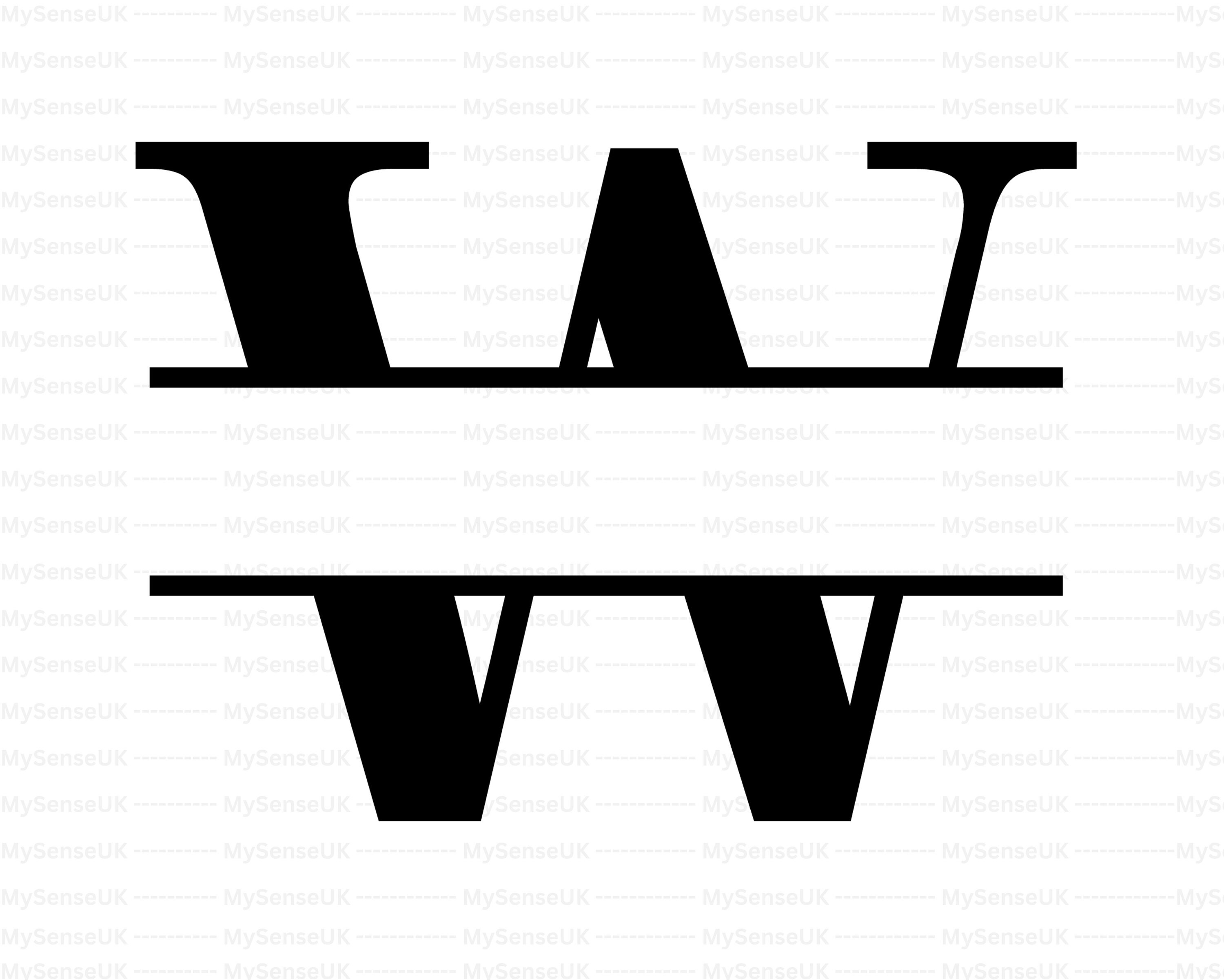 Simple Modern Monogram Font A-z Svg Png Split Monogram Frame - Etsy