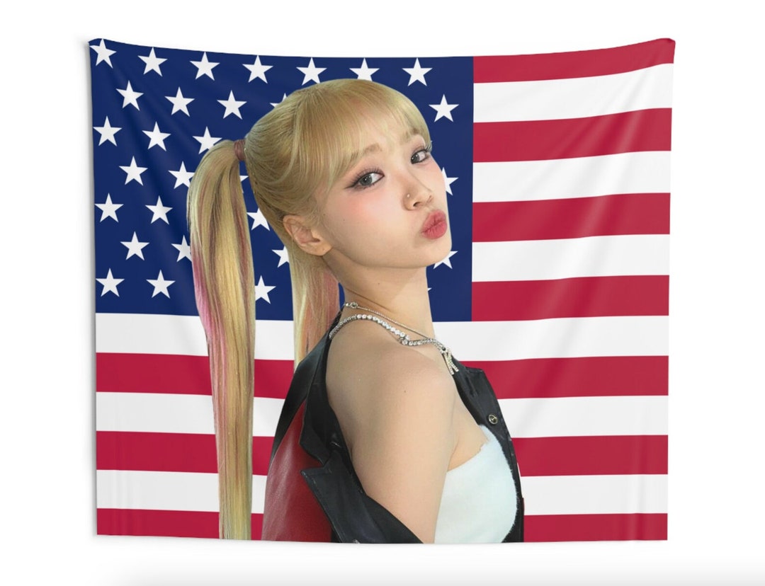 Le Sserafim Chaewon America Flag Tapestry, Kpop Funny Room Merch, Gift for Le Sserafim FEARNOT ...