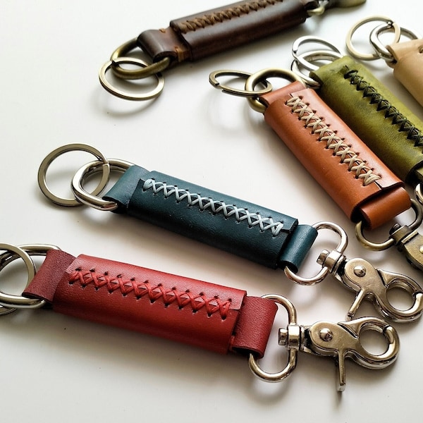 Handmade Beaded Leather Keychain - Etsy