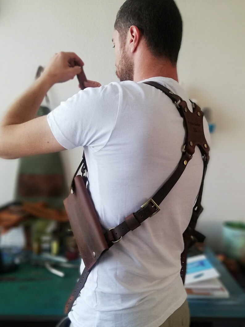 Holster Bag Leather Holster Bag Brown Leather Double - Etsy
