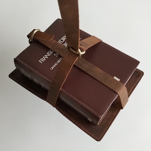 Rustic Leather Adjustable Book Strap Carriers, Handmade Leather Book ...