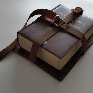 Rustic Leather Adjustable Book Strap Carriers, Handmade Leather Book ...