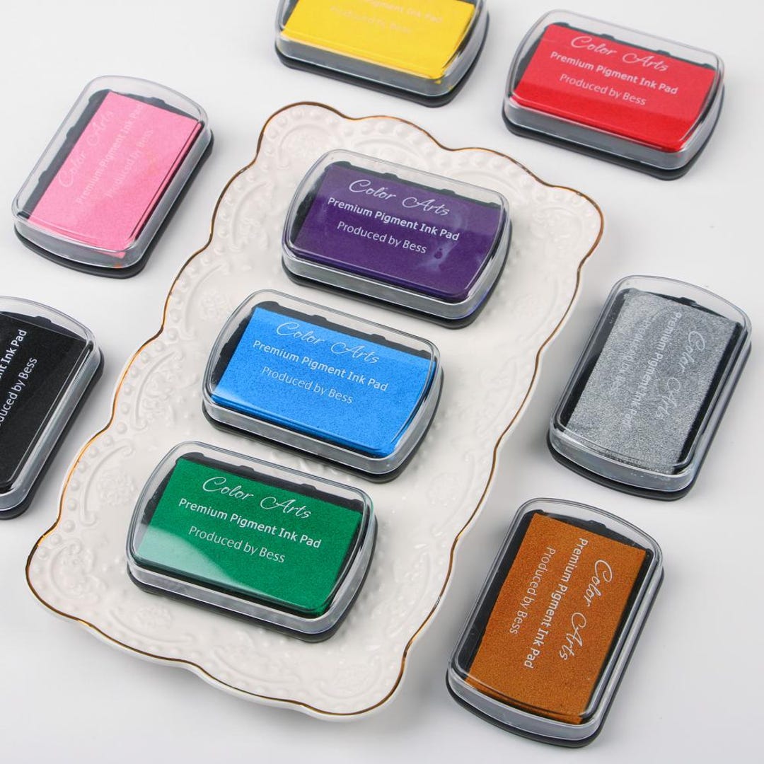 Finger Print Ink Pads 7" Large Round Craft Ink Pads- 12 Colors Rainbow ...