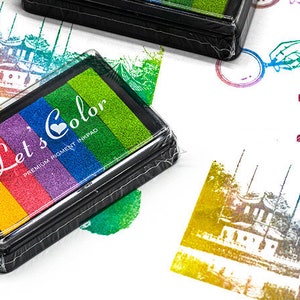 9 Colors Rainbow Ink Pad, Rubber Stamps Ink Pad, Colorful Ink Pad ...