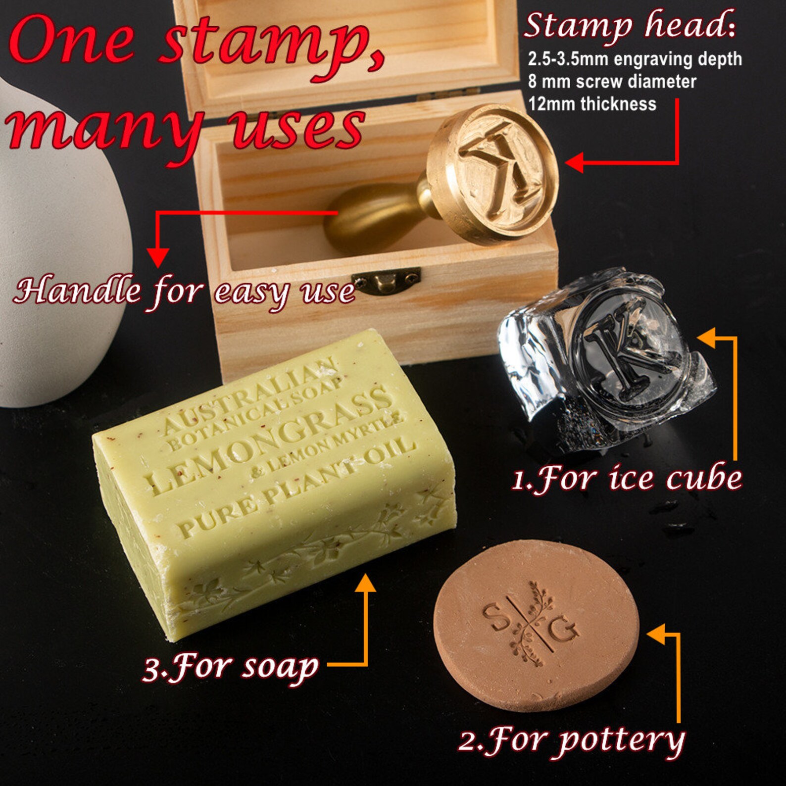 Custom Initial Clay Stamp, Custom Brass Stamp for Clay, Custom Pottery ...
