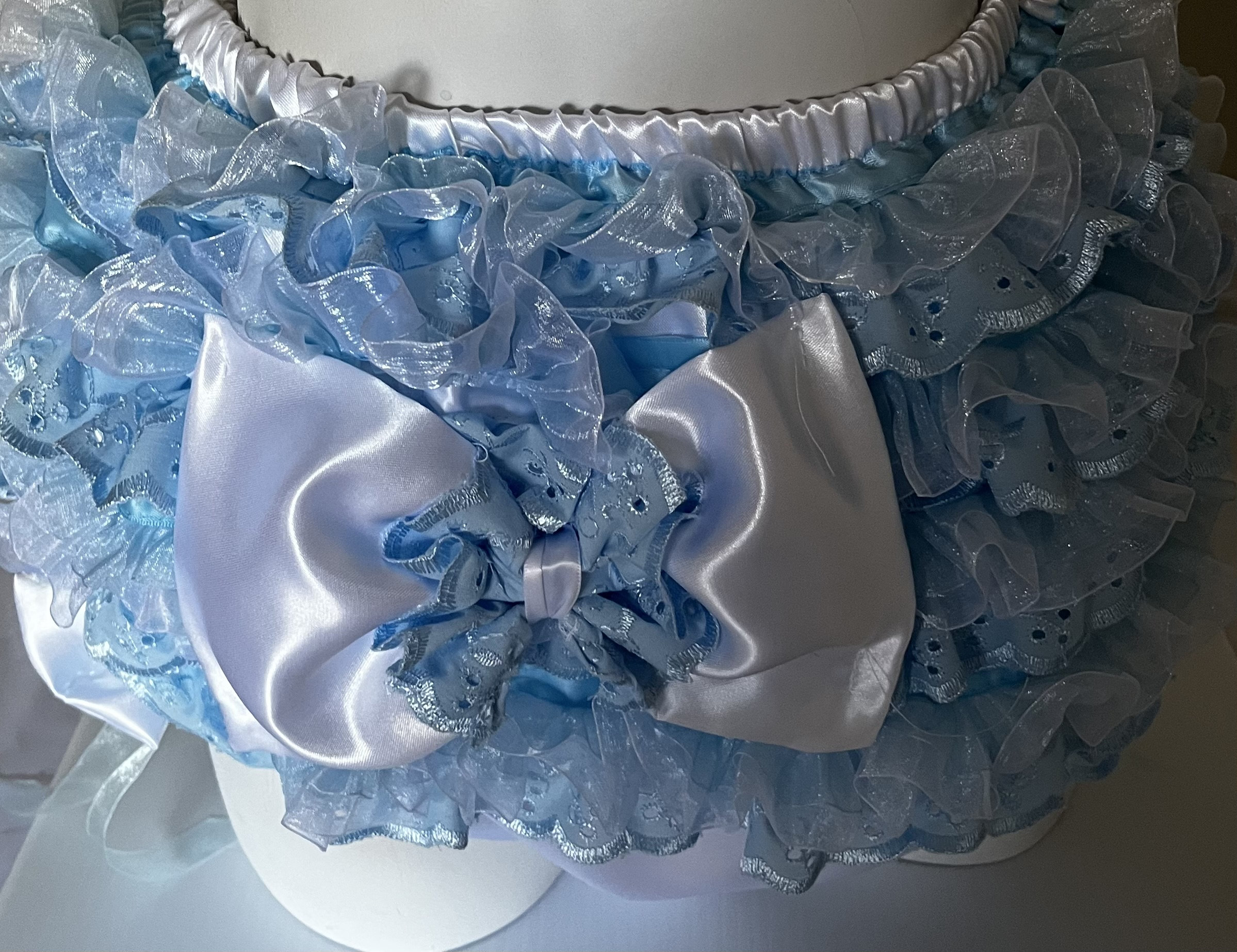 Super Cute ABDL Waterproof PUL Lined White & Blue Satin Diaper/nappy ...