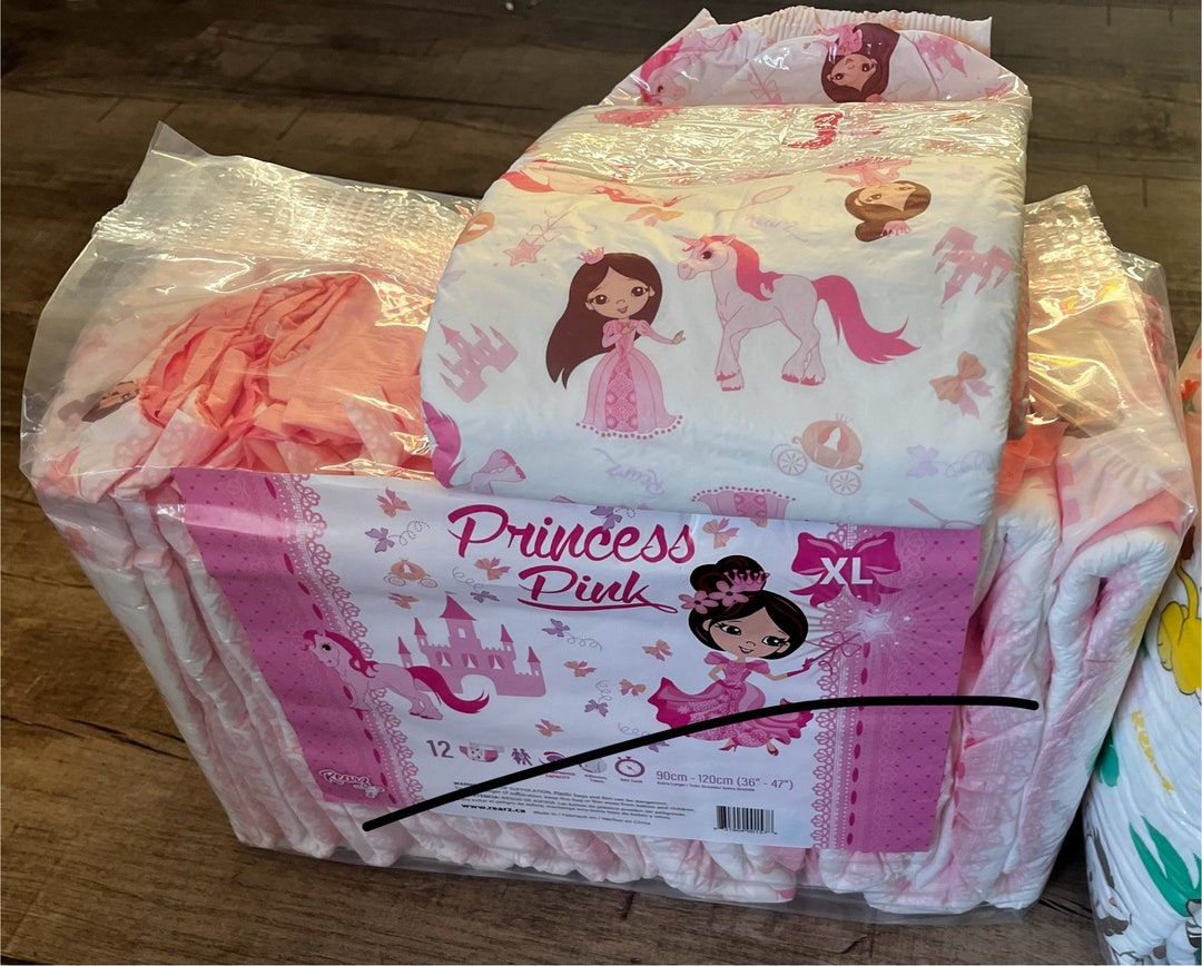Rearz ABDL Princess Pink Disposable Diapers Size XL. Unopened 12 Pack ...