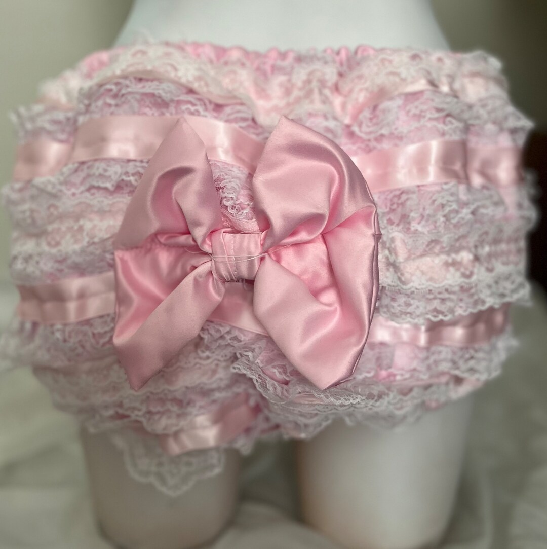 Sumptuous Pink Satin ABDL Waterproof Diaper Cover,all Over Frilly ABDL ...