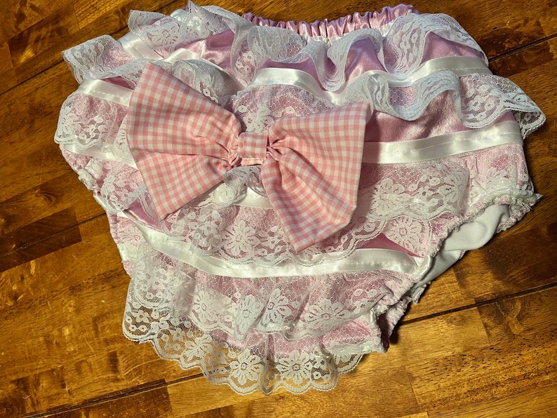 ABDL Pink and White Frilly Knickers, Frilly Bloomers, Sissy Frilly ...