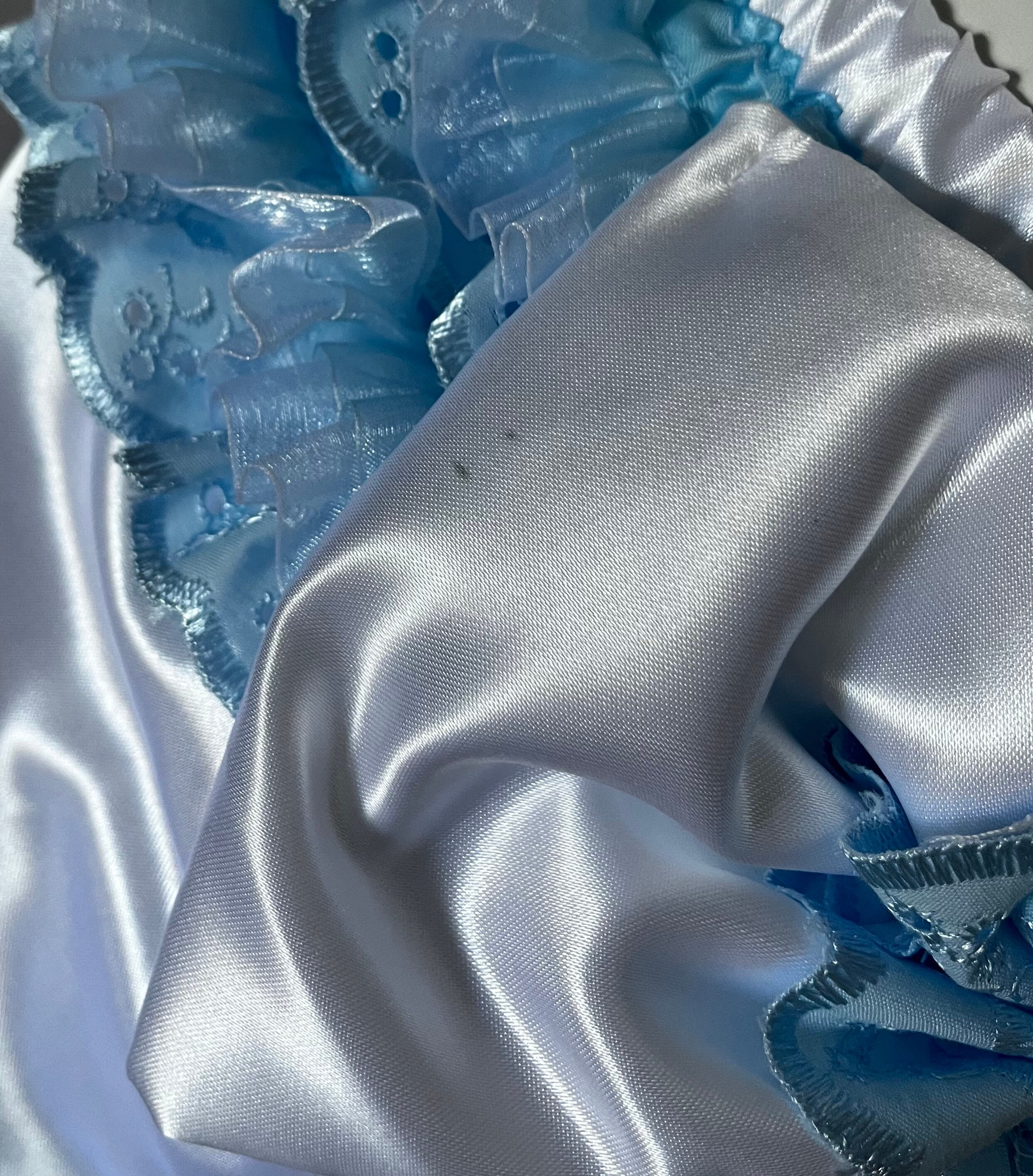 Super Cute ABDL Waterproof PUL Lined White & Blue Satin Diaper/nappy ...