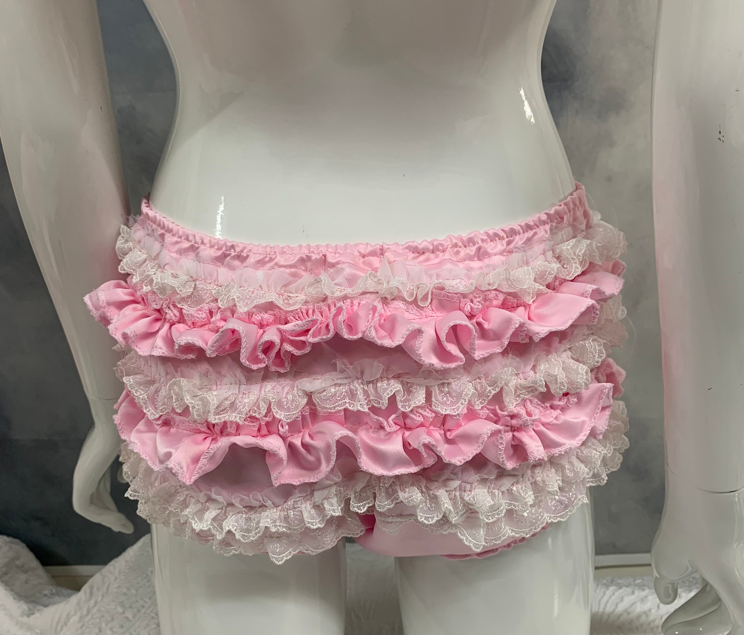 ABDL Pink Frilly Knickers, Frilly Bloomers, Sissy Frilly Knickers, ABDL ...