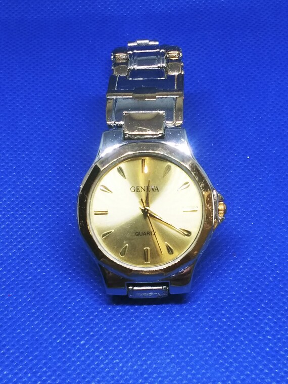 Vintage quartz geneva silver and gold tone watch - Gem
