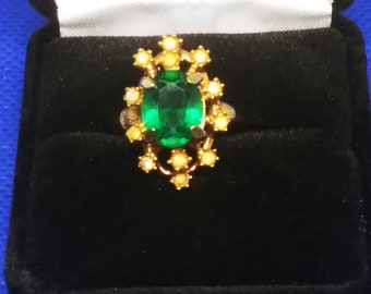 Faux Emerald Ring | Etsy