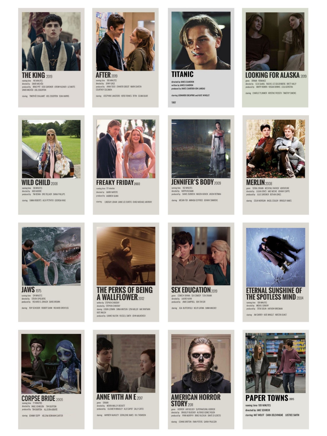 Movie Posters Set Movie Room Decor Wall Collage Kit | Etsy