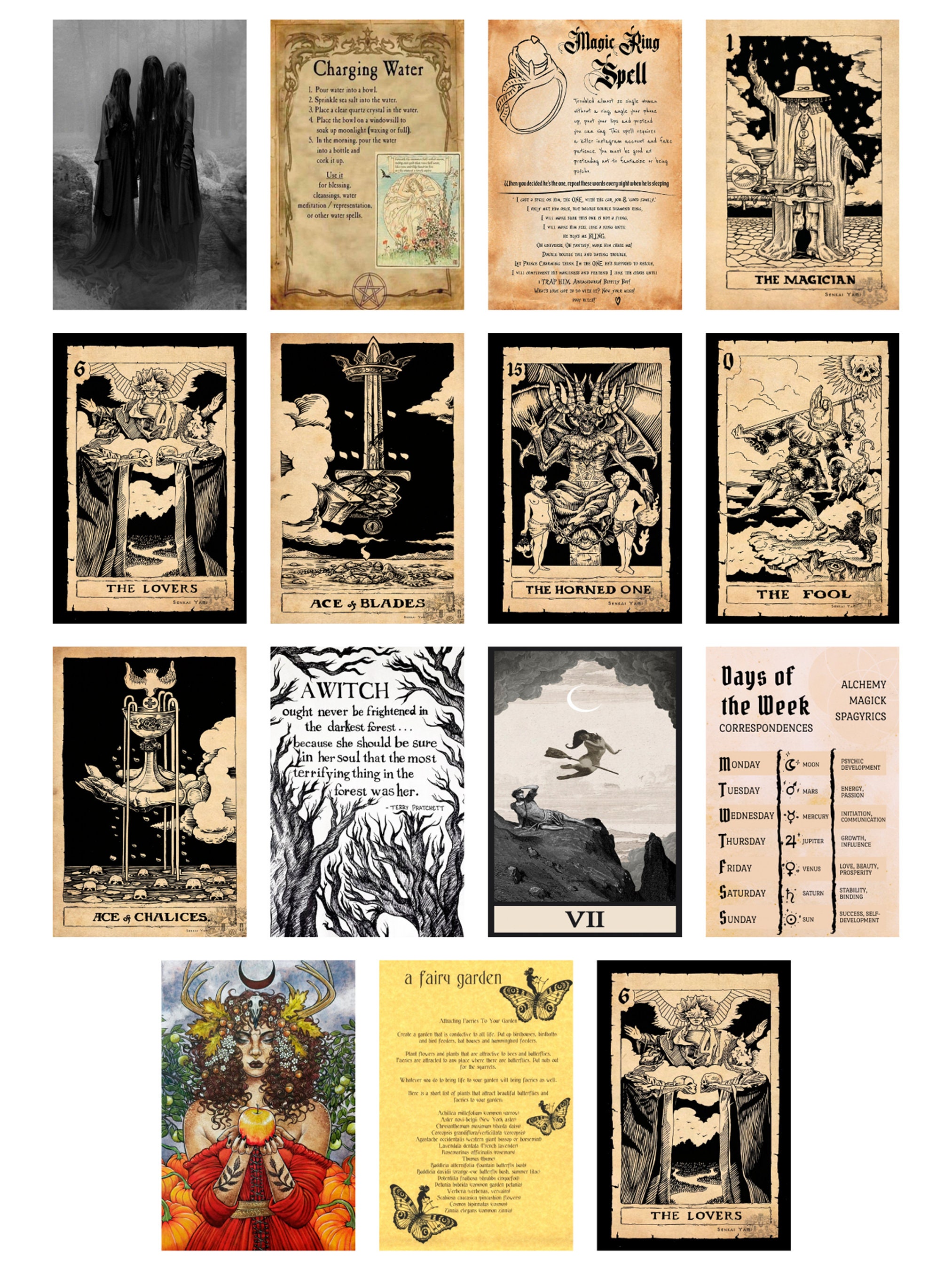 Witch Wall Collage Kit Witchy Room Decor Witch Posters for - Etsy