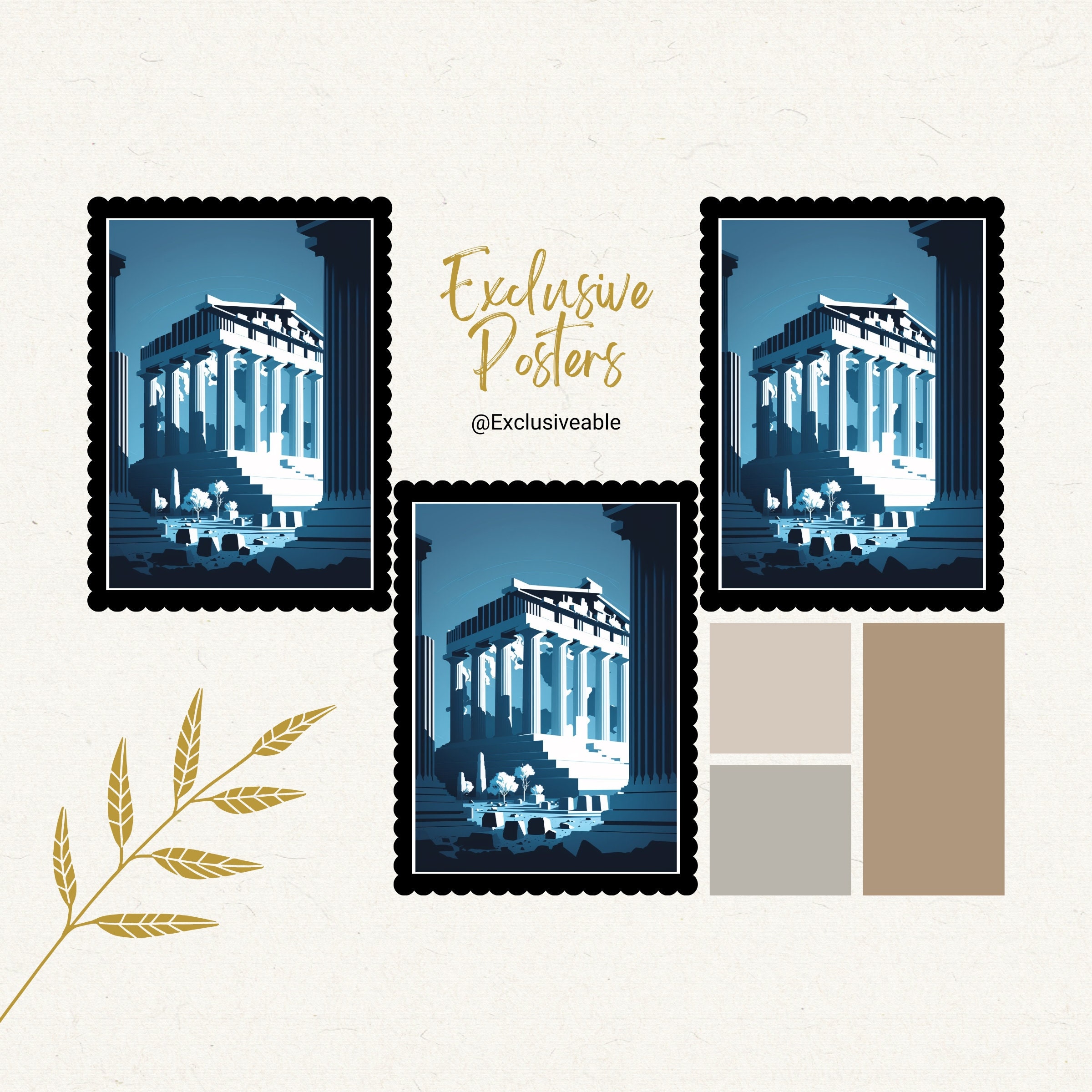 Acropolis of Athens Minimalist Poster, Greek Architecture Illustration ...