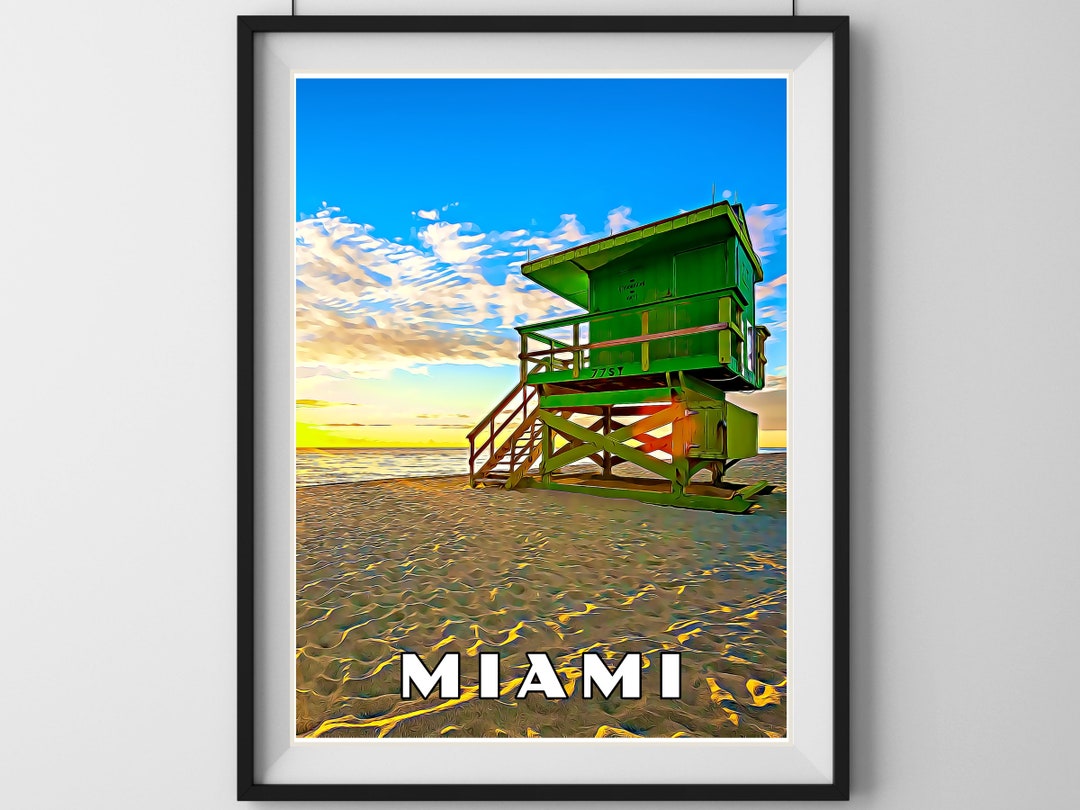 Miami Travel Poster, Coastal Beach Digital Prints and Florida Photo ...