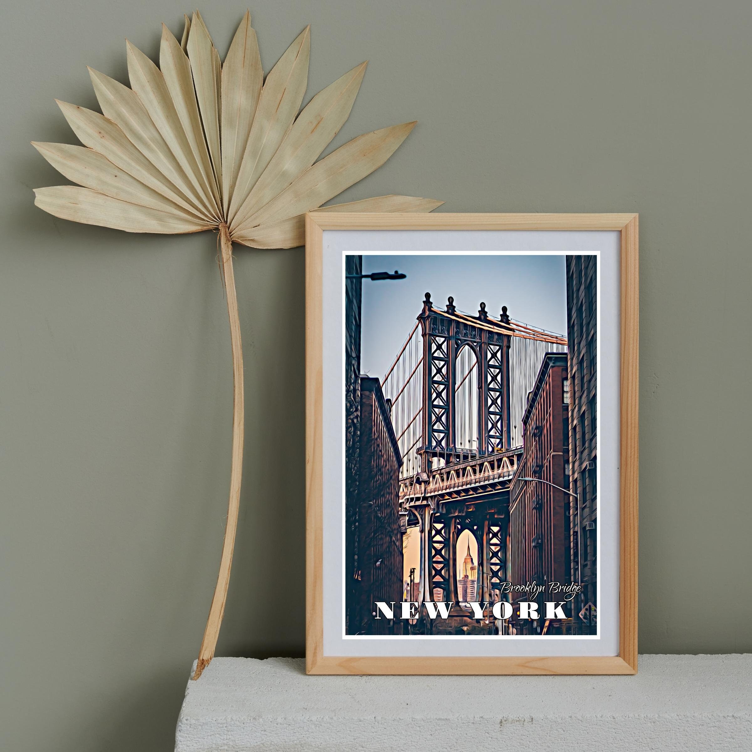 New York Travel Poster, New York Digital Print, New York Printable Art, Brooklyn Bridge Arts, NY ...