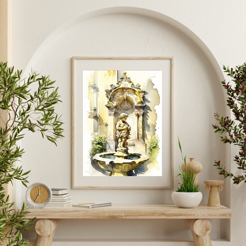 Manneken Pis Watercolor Art Print, Brussels Printable Wall Art Poster ...