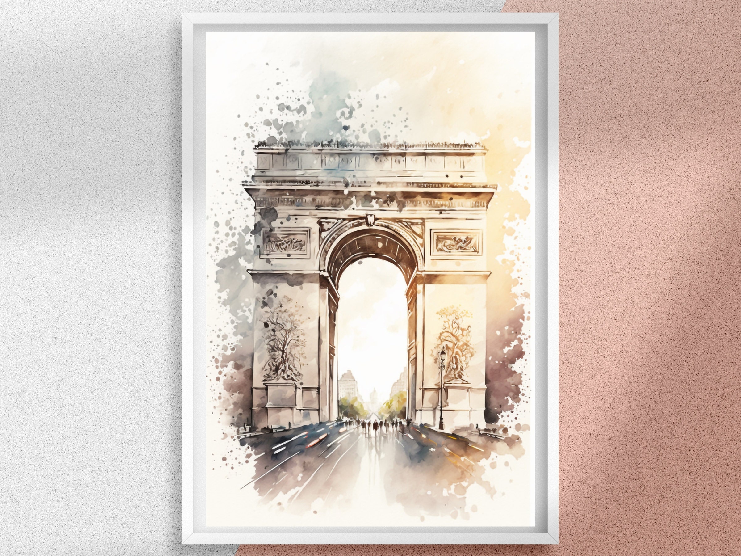 Arc De Triomphe Watercolor Painting and Poster Prints, Printable Paris ...