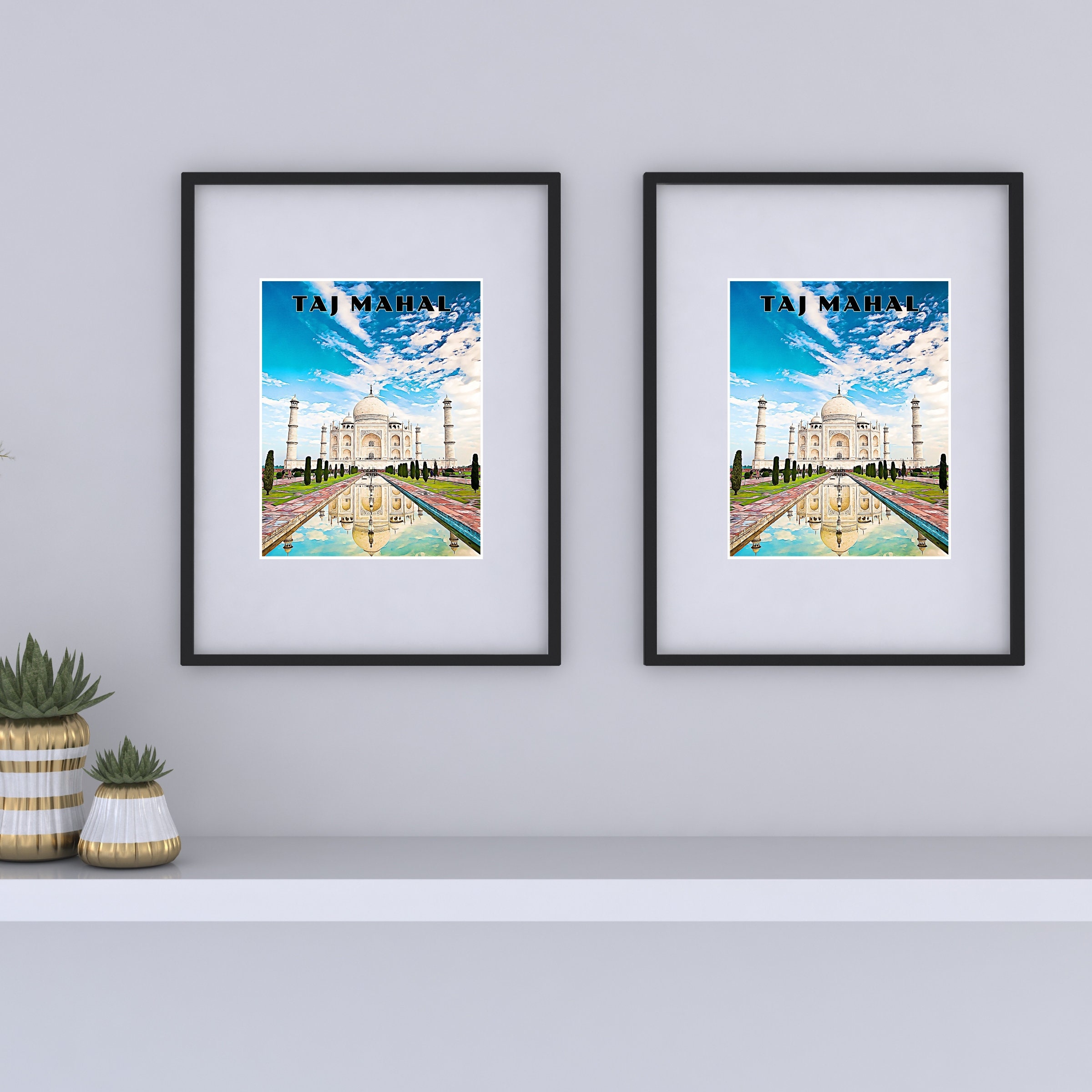 Taj Mahal Travel Poster, Taj Mahal Digital Print, Taj Mahal Printable ...