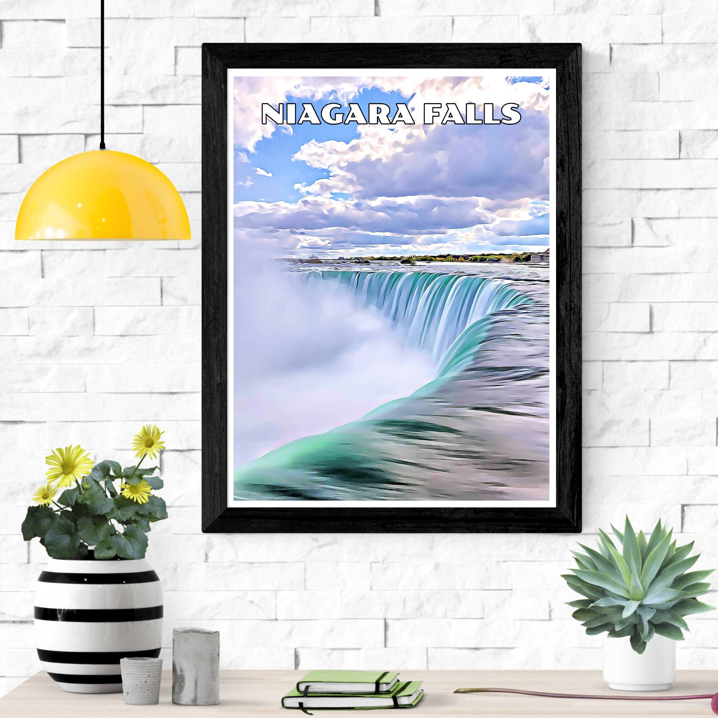 Niagara Falls Travel Poster, American Nature Landmark Digital Prints ...